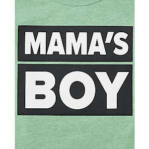 The Children's Place Baby Toddler Family,Mom,Dad,Sibiling Short Sleeve Graphic T-Shirts, Mamas Boy Green, 5T