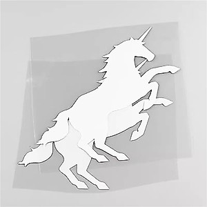 Unicorn Wall Notebook Decor Decal Sticker Window Laptop Bike Home Decor CAR Art Helmet HY793 (Silver White)