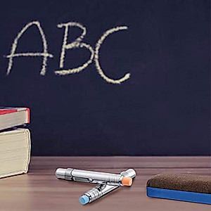 5 Pieces Aluminum Alloy Chalks Holder Silver Adjustable Teacher's Chalk Stick Holder Chalk Clip and 2 Pieces Magnetic Chalkboard Erasers for Office School Children's Painting Writing (No Chalks)