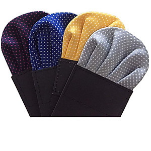 Men's PreFolded Pocket Squares On Card Assorted colors Polka dots Polyester Stain 3 Style 12 pieces