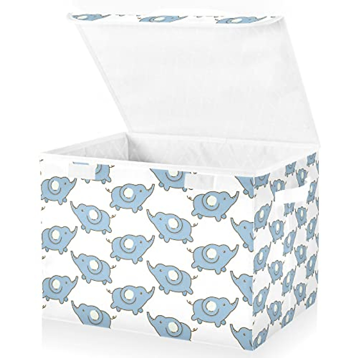 innewgogo Cute Animals Elephant Storage Bins with Lids for Organizing Storage Baskets with Handles Oxford Cloth Storage Cube Box for Car