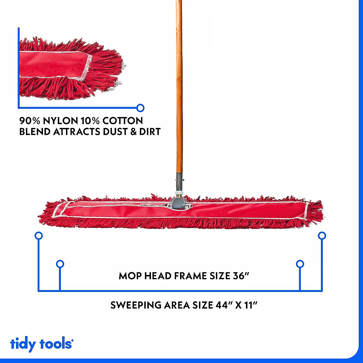 36 Inch Red Dust Mop with Wood Handle and 36 Inch Dust Mop Refill Bundle - 1 Mop Set and 4 Refills