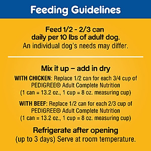 PEDIGREE CHOPPED GROUND DINNER Adult Canned Soft Wet Dog Food Variety Pack, with Chicken and Beef, 13.2 oz. Cans 24 Pack