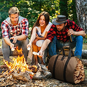 Delxo Firewood Carrier Log Tote Bag Indoor 39"x18" Firewood Totes Holders Fire Wood Carriers Carrying for Outdoor Waxed Durable Wood Tote Fireplace Stove Accessories