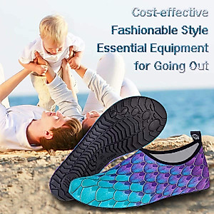 YALOX Water Shoes Women's Men's Outdoor Beach Swimming Aqua Socks Quick-Dry Barefoot Shoes Surfing Yoga Pool Exercise(YL-Blue/Green,38/39EU)