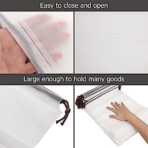 150Pack Clear Drawstring Bags 12 x 16 inch, Clear Plastic Travel Bags with Double Cotton Drawstrings, Travel Garments Shoe Organizing Storage Plastic Bags, Gift Wrapping, Wedding Favor Bags