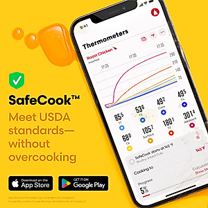 Combustion Predictive Thermometer & Display: Wireless Meat Thermometer, Bluetooth + Cloud Connectivity – Eight Sensors for Precise Cooking Predictions – Onboard Food Safety – TrueCore Sensing