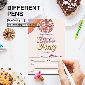 Soiceu Vintage Disco Party Invitations with Envelopes Set of 20 Boho Disco Dance Birthday Party Invites Fill in Blank