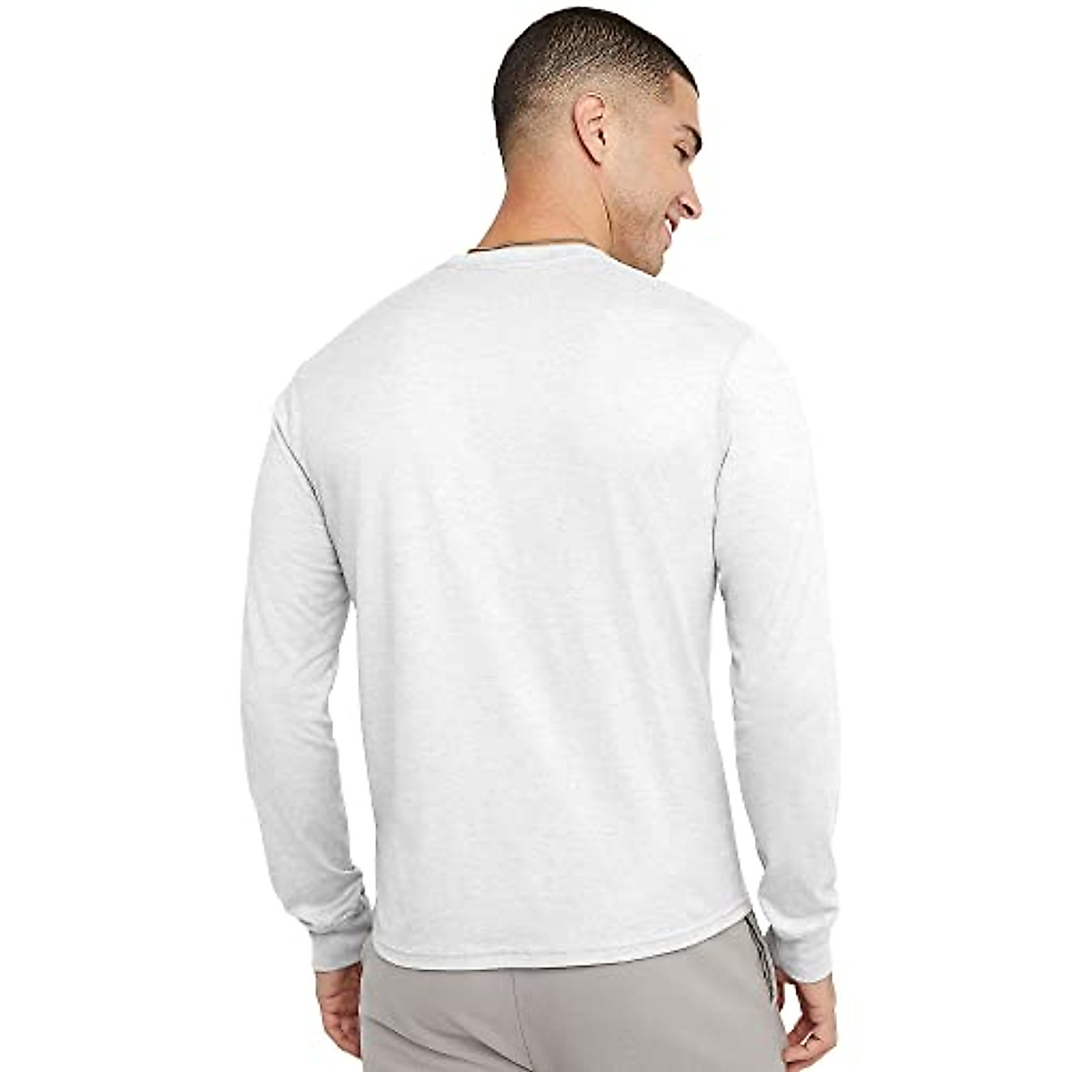 Hanes Originals Long Sleeve Cotton T-Shirt, Classic Crewneck Tee for Men, White, Medium