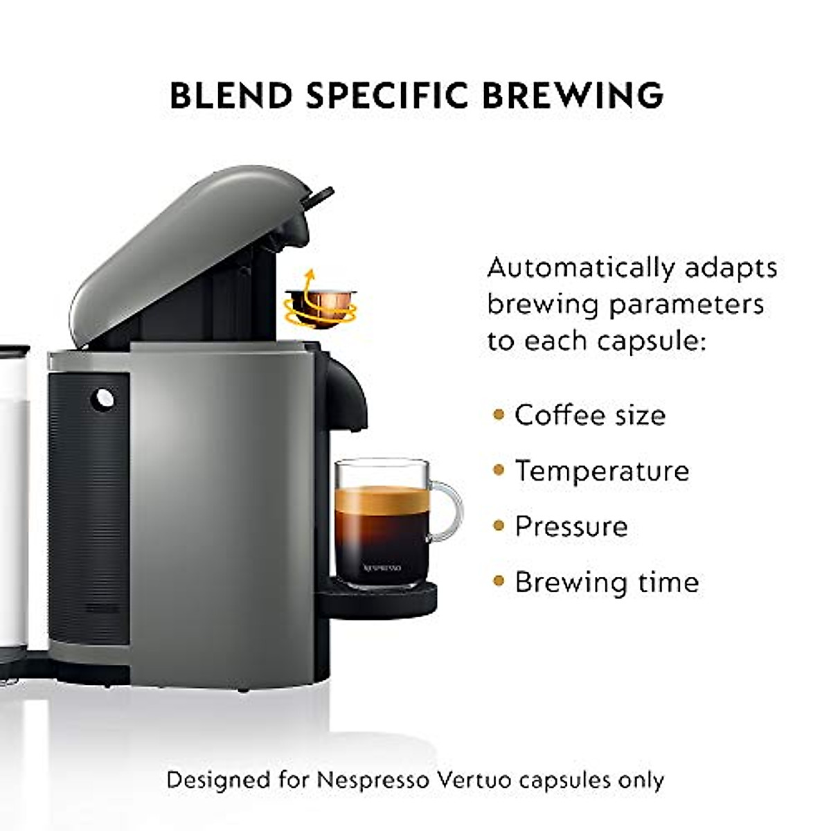 Breville BNV450GRY VertuoPlus Coffee and Espresso Machine, Grey