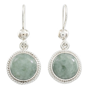 NOVICA Artisan Handcrafted Jade Dangle Earrings | Natural Stone Earrings | Sterling Silver Green Earrings | Wire Dangle Earrings | Shamrock Earrings For Women | Mexican Jade Earrings