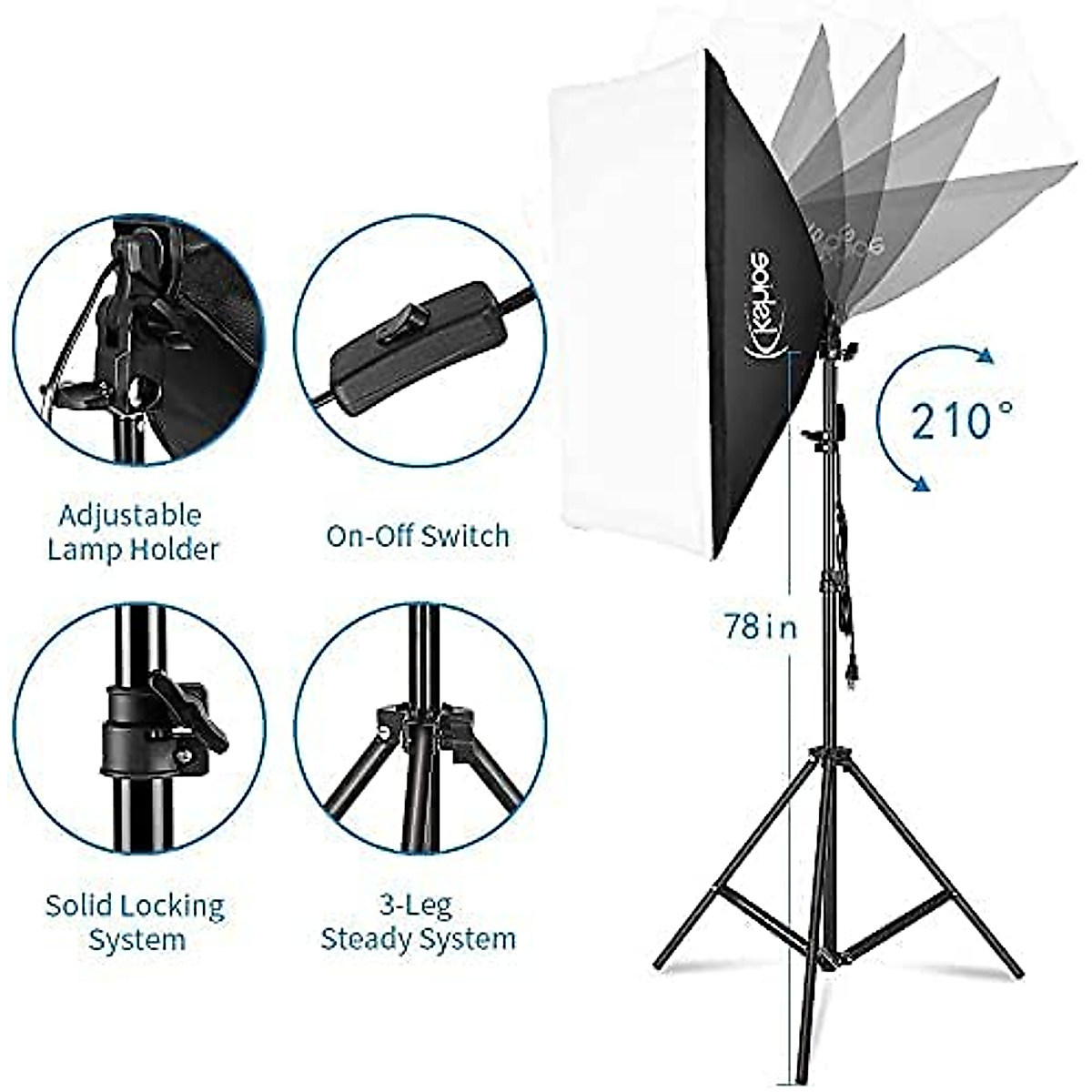 Kshioe Photography Lighting Kit, 6.5x10feet/2x3m Backdrops Stand Support System, 5 in 1 reflectors, 1600w 5500k Umbrellas Softbox Continuous Lighting Kit for Portrait, Product and Video Shooting