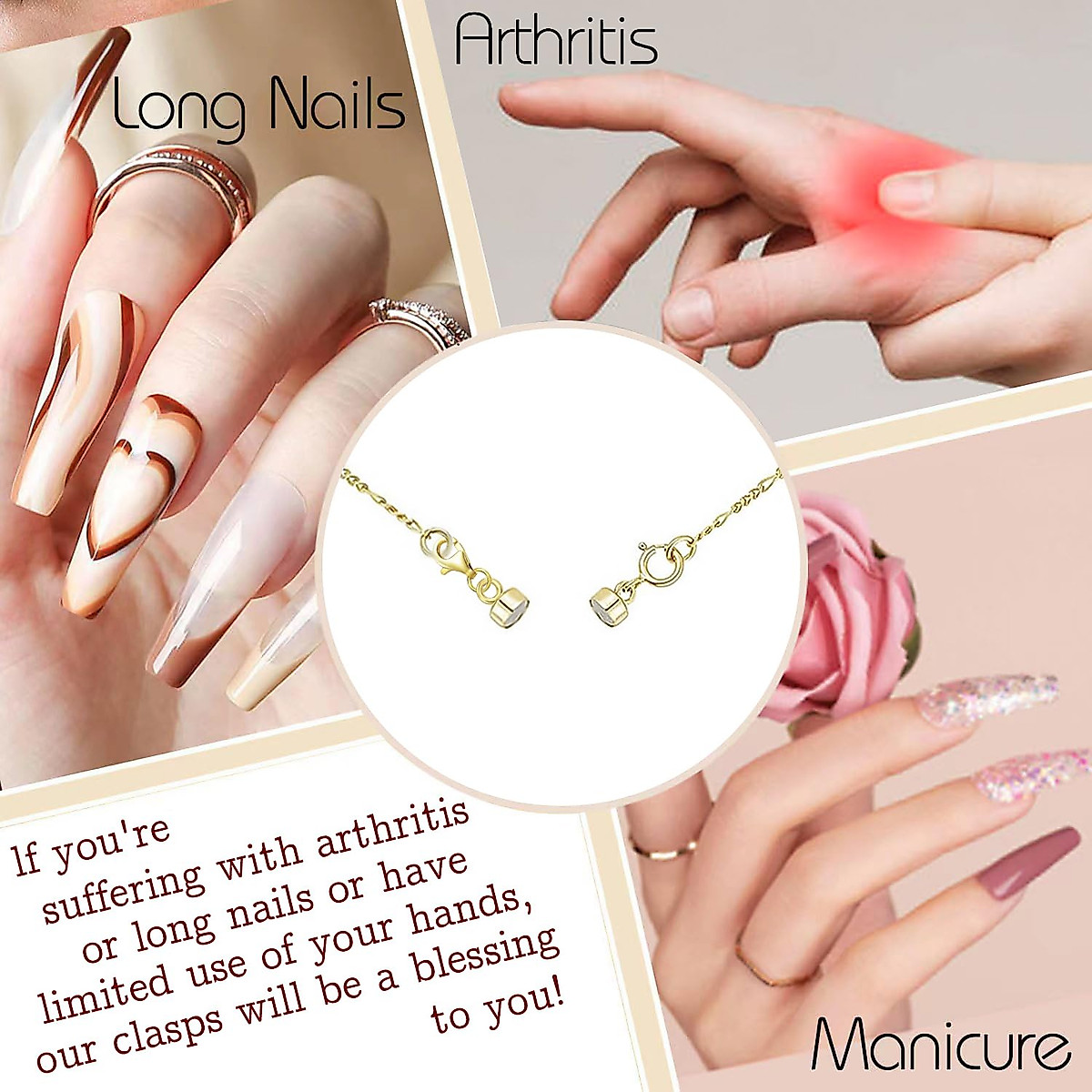 OHINGLT Magnetic Necklace Clasps and Closures with Lobster Clasp 14K Gold and Silver Plated Magnet Jewelry Clasps Converters for Bracelet Necklaces Chain