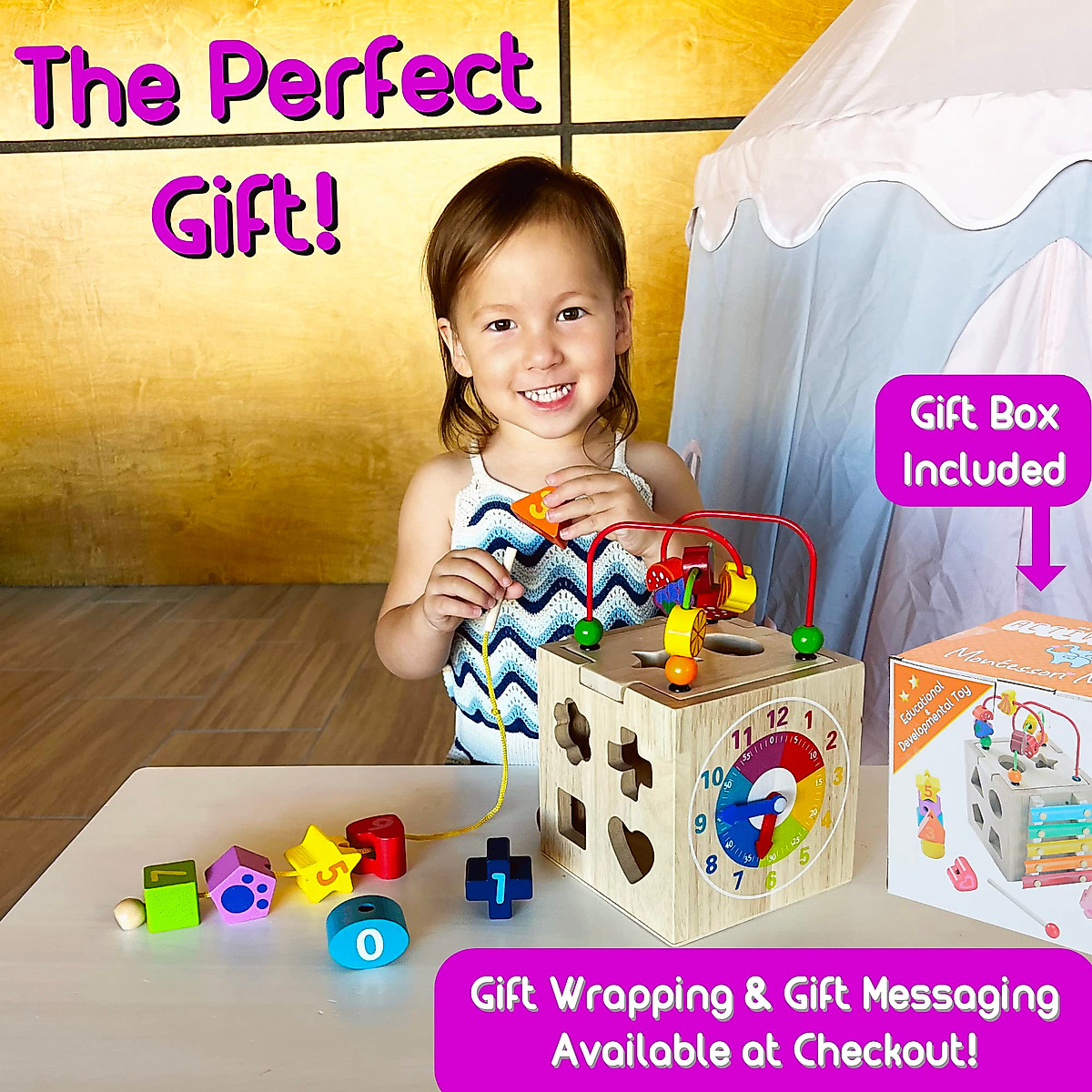 Montessori Mama Baby Activity Cube Montessori Toys for 1 Year Old + Learning Toys for 1+ Year Old Activity Center for Baby, Toddler Educational Toys for 12-18 Months, 1st Birthday Girl Gifts Boys