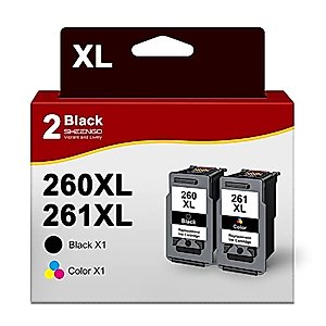 260XL and 261XL Ink Cartridges Replacements for Canon 260 and 261 Ink Cartridges Work for PIXMA G7020 TR7020 TR7020a TS6420 TS6420a TS5320 All-in-One Wireless Printers ( 2 Pack, 1 Black&1 Tri-Color)