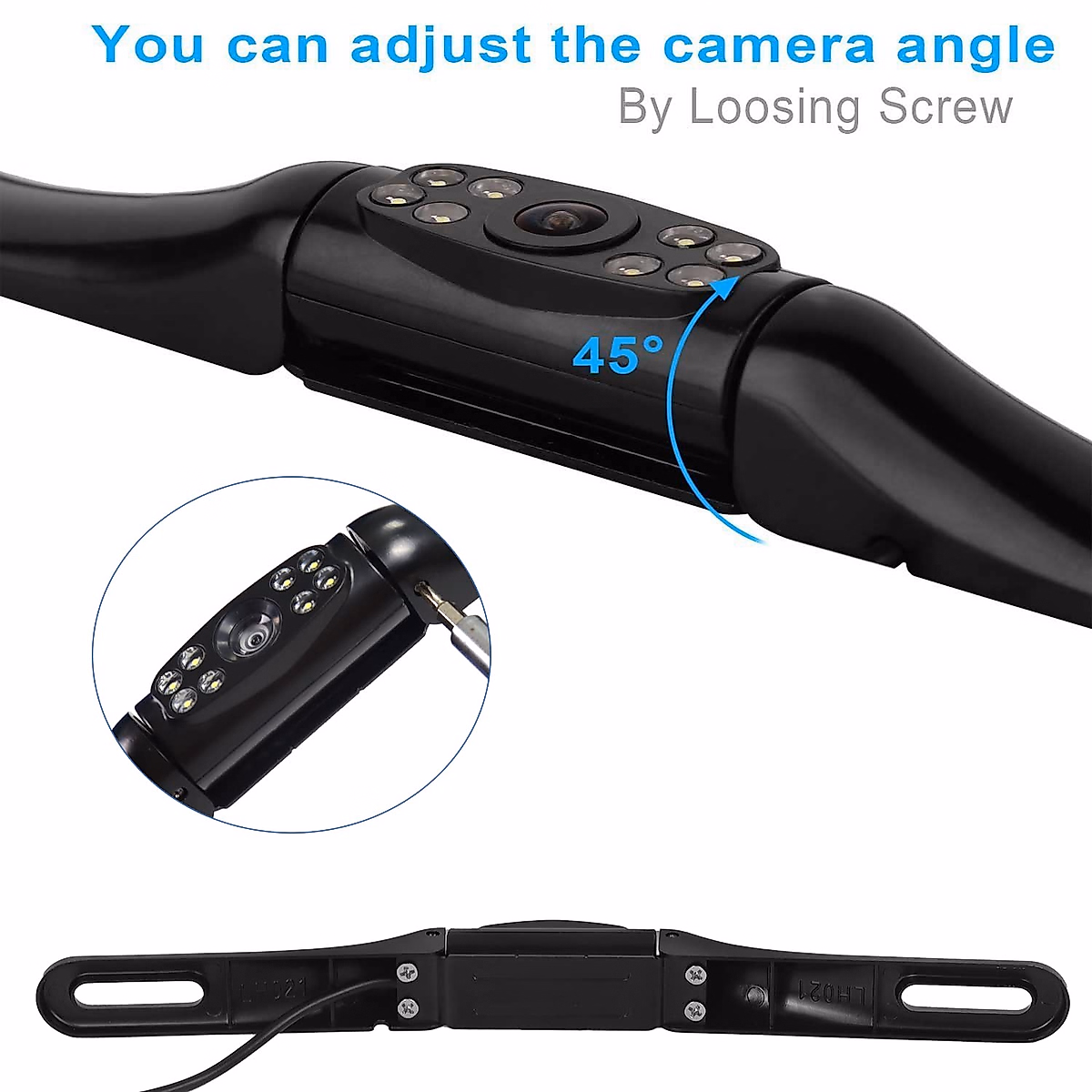 Kairiyard License Plate Backup Camera, Waterproof 170° View Rear View Reverse Camera Night Vision Back up Camera Systems for Cars Trucks Pickup SUVs Trailer