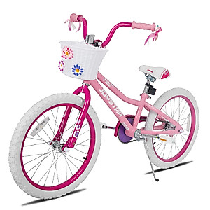 JOYSTAR 20 inch Girls Bike for Kids 7-10 Years Girl Bicycle with Basket and Streamer 20" Kids Bikes for Girls Ages 9-12 Child Bike Pink