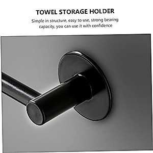 BUGUUYO 1pc Double Bar Towel Rack Kitchen Towel Bar Over The Door Towel Rack Dual-Pole Rag Rack Multi Purpose Hanger Towel Organizer Holder Towel Hanger Cabinet Rack Black Aluminum Alloy
