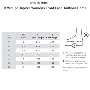 HORZE B Vertigo Jupiter Women's Soft Leather Front-Lace Equestrian Paddock Boots - Black - 8.5