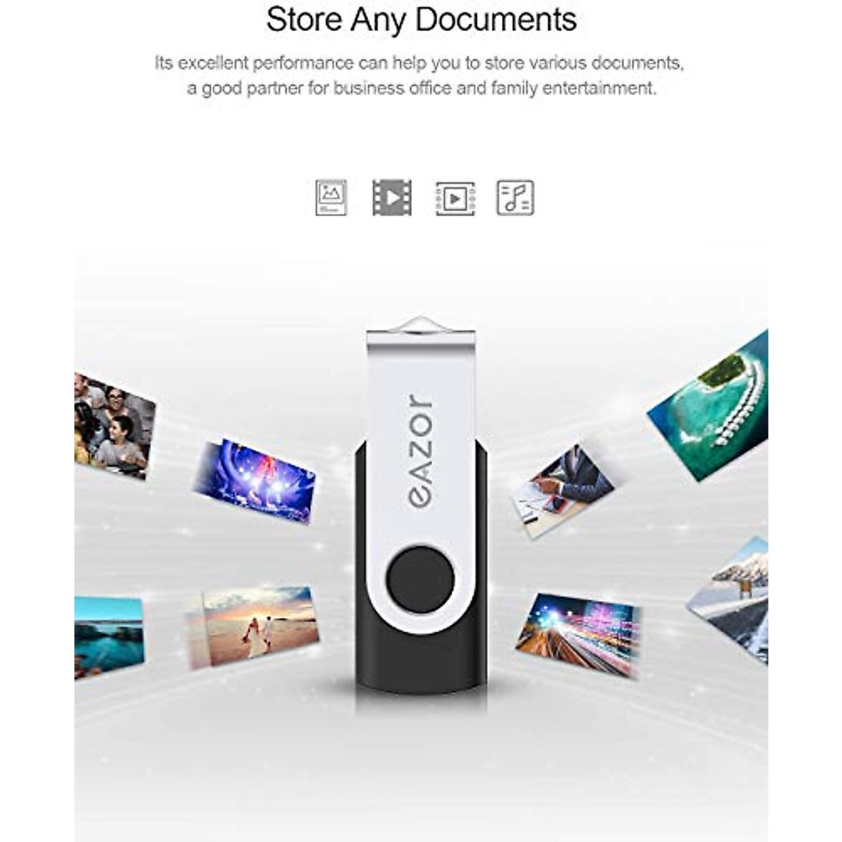EAZOR USB Flash Drive 64GB - USB 2.0 Interface Digital, Thumb Drive with Swivel Design, Compatible with Computer/Laptop/External Memory Storage, Stick Jump Drive for Photo/Video Backup (64GB-2.0)