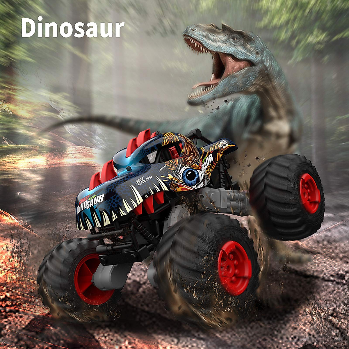 NETNEW Boys Toys RC Cars Tyrannosaurus Dinosaur Monster Trucks for Kids Off Road 20+MPH All Terrain 4WD Remote Control Car 6 7 8 Years Old