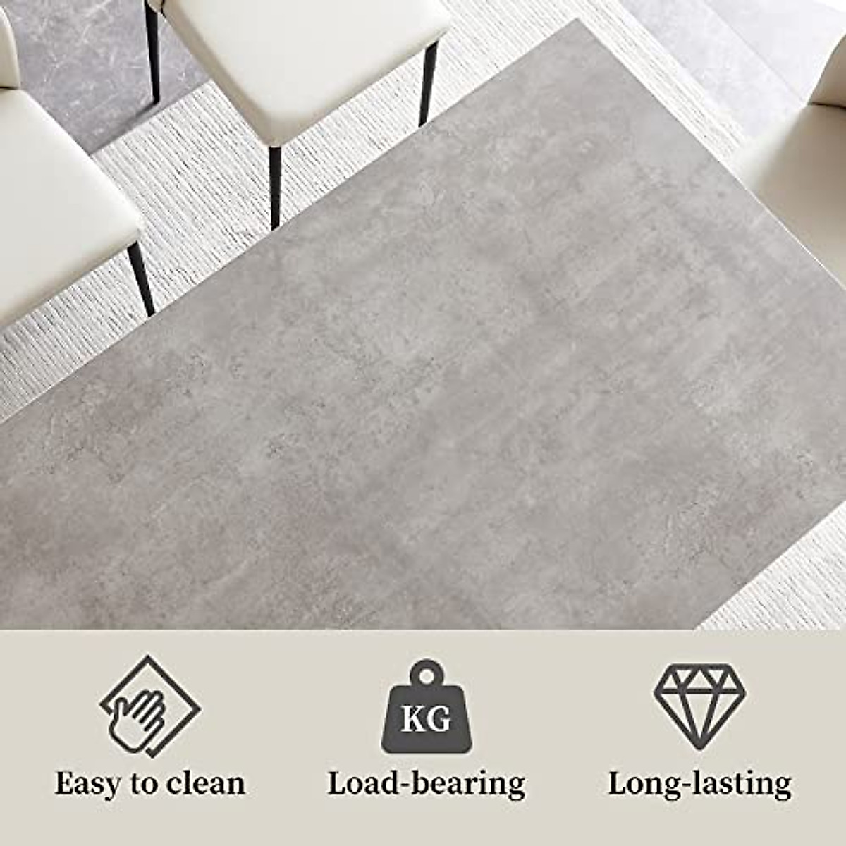 ZckyCine Modern mid-Century Dining Table 5-Piece Kitchen Table Set for 4 People Rectangular Solid Wood Dining Table with 4 upholstered Leather Chairs