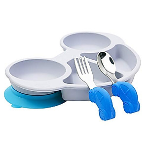Toddler Spoon and Fork Set, Easy Grip for Baby, Toddler Children, Perfect Self Feeding Learning Utensils, 12 Month+ (Car)