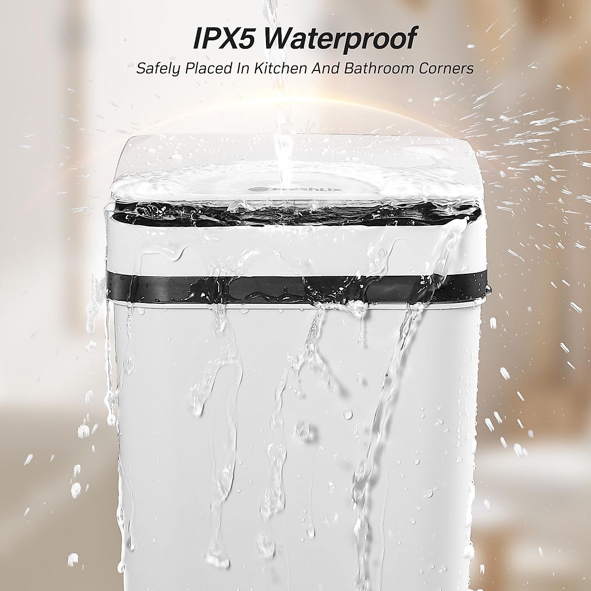 FRESHLIX 2 Pack Automatic Bathroom Trash Can 2.6 Gallon Smart Touchless Motion Sensor Trash Can with Lid Electric Waterproof Narrow Small Garbage Bin