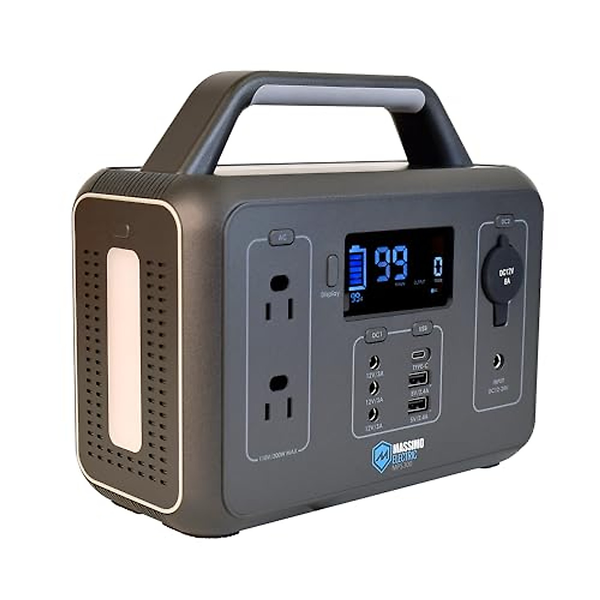 Portable Power Station | Massimo Back up Battery with Built-in AC/DC/USB Outlets | CPAP Power Supply, Solar Generator(Solar Panel Not Included) (300W)