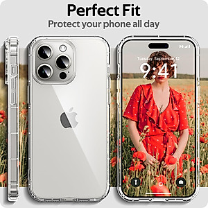Clear Case for iPhone 15 Pro Max Aeska Ultra [Slim Thin] Flexible Scratch Resistant Transparent TPU Shockproof Gel Rubber Soft Silicone Protective Phone Case Cover for iPhone 15 Pro Max 6.7'' (Clear)