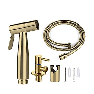 ZLOCYIVHE Bidet Sprayer for Toilet, Handheld Sprayer Kit, Stainless Steel Bathroom Cloth Diaper Faucet Fixture,Brushed(Brushed Gold)