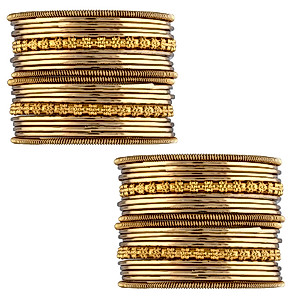 Aheli Stylish Indian Oxidized Bangle Set Ethnic Traditional Bollywood Fashion Wedding Wear Jewelry for Women (Gold_2.8 Inch)