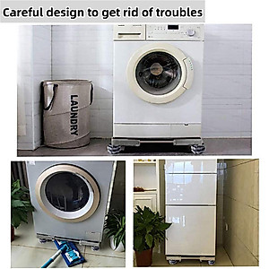 WKKLQ Refrigerator Stand for Mini Fridge with 4 Strong Feet,Adjustable Base for Washer and Dryer, Multi-Functional Refrigerator Base for Appliances(4 Feet,Grey)