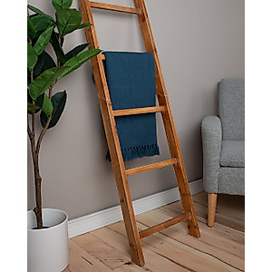 Sticky Toffee Cotton Throw Blanket for Couch, 60x50 in, Blue Navy Boho Woven Throw with Fringe, Textured Throw Blankets, Thick and Durable Decorative Throw