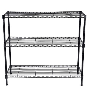 Volowoo 3/4/5-Shelf Adjustable, Heavy Duty Storage Shelving Unit (350 lbs Loading Capacity per Shelf), Steel Organizer Wire Rack for Restaurant, Pantry, Kitchen Garage (Black, 3-Tier)