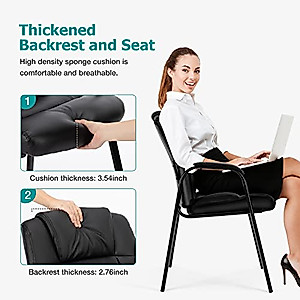 edx Waiting Room Chairs - Reception Chairs Office Guest Chairs Set of 2, Conference Room Chairs Lobby Chairs with Padded Arms, PU Leather Executive Office Desk Chair No Wheels