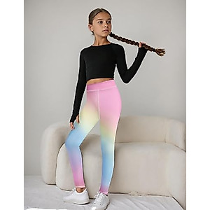 Zaclotre Girls Athletic Leggings Kids High Waist Yoga Pants Tennis Runnig Workout Footless Active Legging Pants