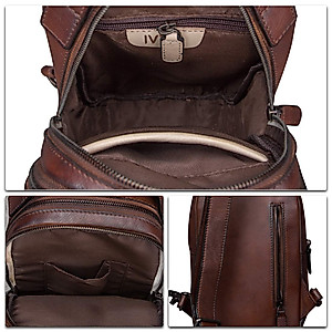 Genuine Leather Sling Bag for Men Crossbody Casual Hiking Daypack Vintage Handmade Chest Shoulder Backpack (Brown)