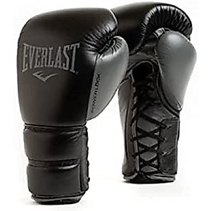 Everlast Powerlock 2 Boxing Gloves | Pro Flight Gloves | Secure Fit Lace-Up with Triple-Layer Foam & Wrist Support for Injury Prevention | Heavy Bag & Speedbag Training (14oz | Black)