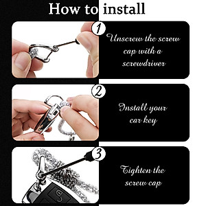 Leelosp Bling Rhinestone Wristlet Neck Lanyards Crystal Car Keychain with Diamond Metal Clasp Keychain for Women ID Badge (White)