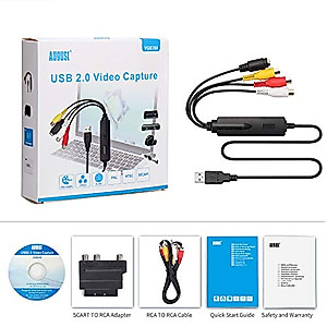 USB Video Capture Card Grabber - August VGB350 - Transfer VHS Mini DV Hi8 DVD to Computer for Windows 11,10,8,7, Composite S-Video, PAL/NTSC/SECAM, Convert Video from VCR & Camcorder
