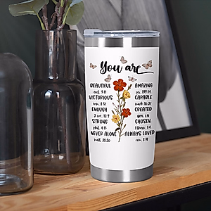 TEEZWONDER Christian Gifts for Women Faith - You Are Stainless Steel Insulated Coffee Tumbler With Lid 20 Oz - Mothers Day Birthday Inspirational Gifts for Women Mom Friends