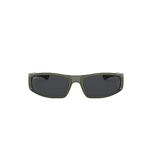Ray-Ban Rb4335 Rectangular Sunglasses, Military Green/Dark Grey, 58 mm