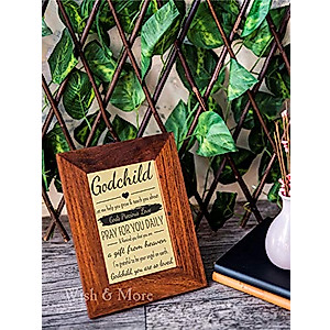 Christening Baptism Gift - Prayer Bible Verse Engraved on Framed Brass Gold Metal Plate, Spiritual Goddaughter Godson Godchild Gift - Christening Keepsake Holy Spirit