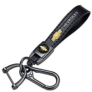 MIGUOER Genuine Leather Car Keychain Fit Chevy Malibu Camaro Trax Traverse Sonic Cruze Volt Equinox Spark,Car Key Chain for Men and Woean Key Ring