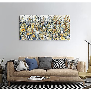 Yuegit Contemporary Flowers Canvas Wall Art : Paintings for Wall Decorations Abstract Wall Art Wall Paintings for Living Room Home Office Ready to Hang 20X40Inch