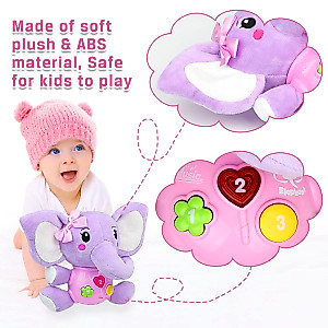 Aiduy Baby Toys 6 to 12 Months - 6 Months Old Plush Elephant Baby Toy Musical Infant Toys - Babies Light Up Toys for 1 Year Old Boy & Girl Newborn Baby Gift 0 3 6 9 12 Months