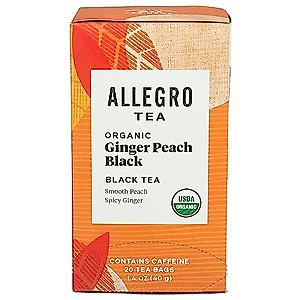 Allegro Tea, Organic Ginger Peach Black Tea Bags, 20 ct