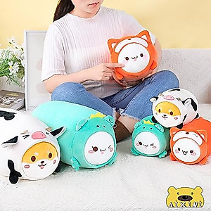 AIXINI Cute Cat Fox Plush Pillow 8” Kitten Foxes Stuffed Animal, Soft Kawaii Cat Plushie with Fox Outfit Costume, Hugging Plush Squishy Pillow Toy Gifts for Kids