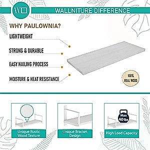 Wallniture Toledo 17" Floating Shelves for Wall, Bookshelf Living Room Decor, Kitchen Organization, Bathroom Shelves, 17" Office Wall Shelf Set of 4 White